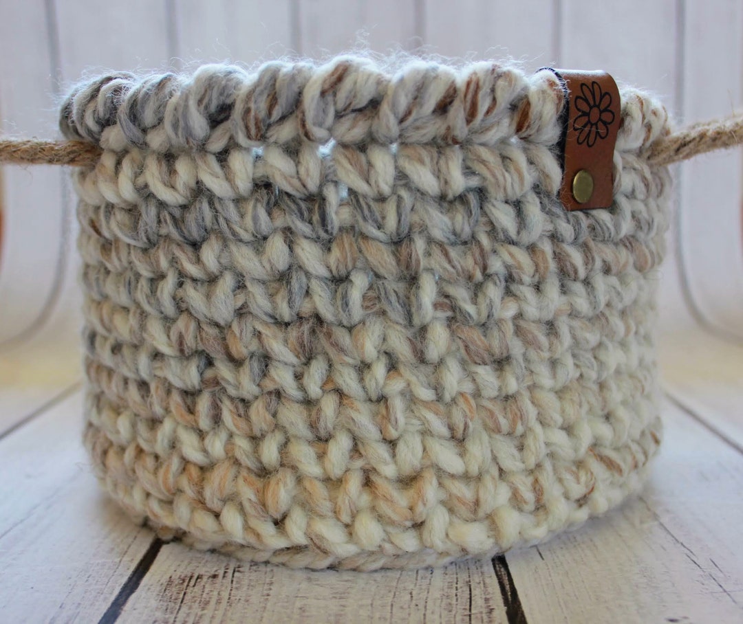 Small Farmhouse Basket - Rustic Storage Basket With Jute Handles ...