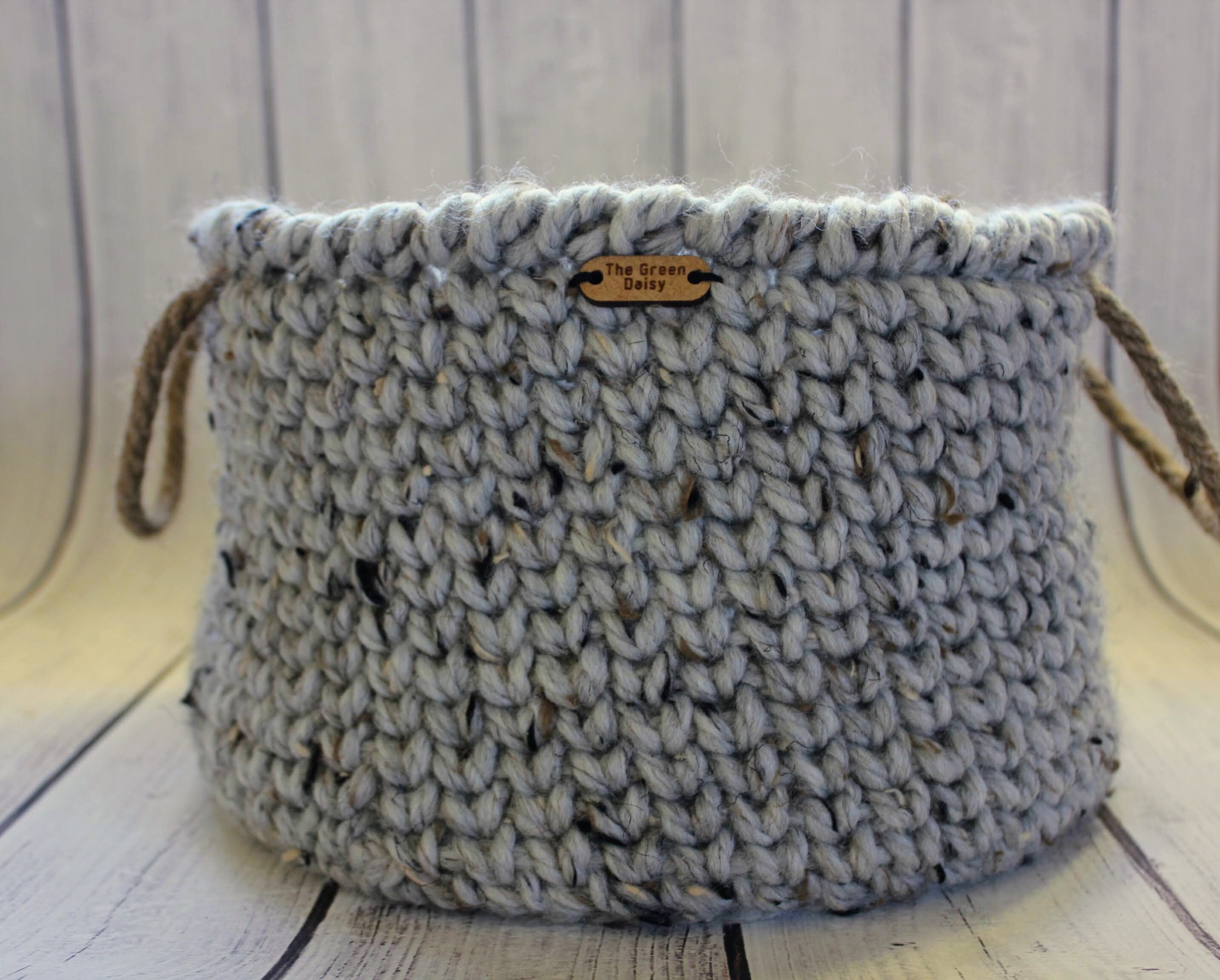 Medium Farmhouse Basket With Rope Handles Rustic Storage Basket Crochet ...