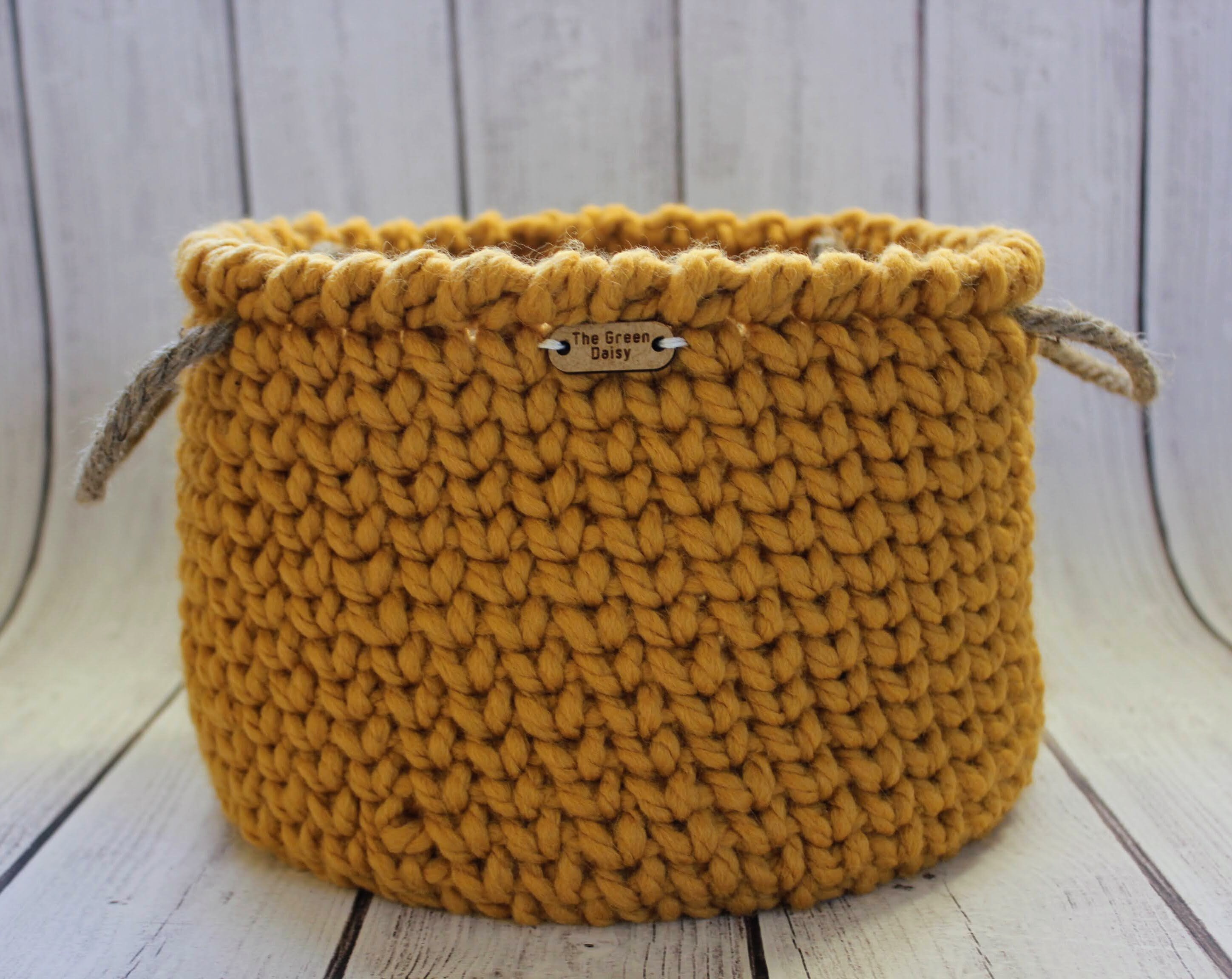 Medium Farmhouse Basket With Rope Handles Rustic Storage Basket Crochet ...