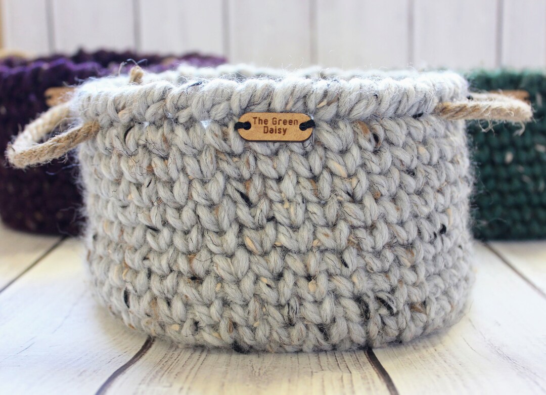 Small Farmhouse Basket Rustic Storage Basket Jute Handles - Etsy