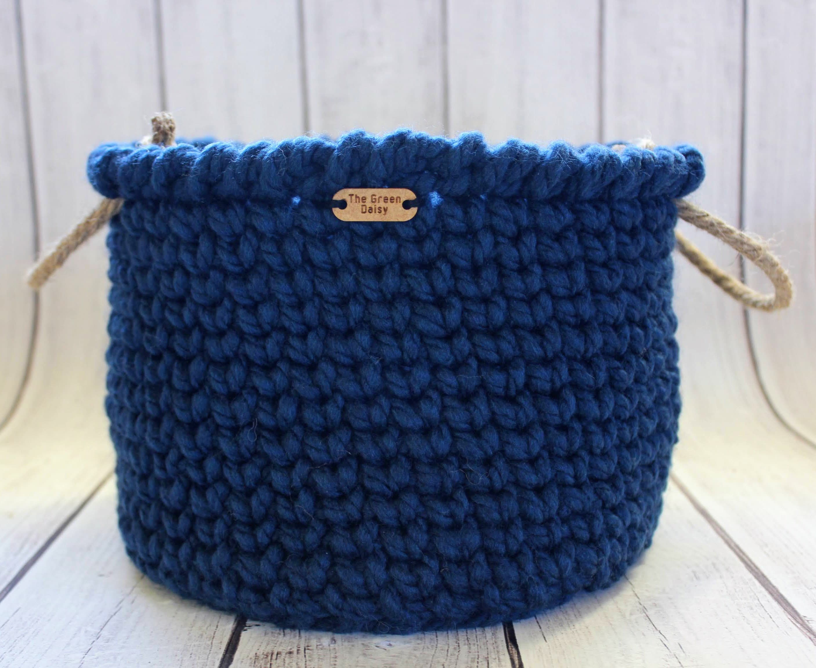 Medium Farmhouse Basket With Rope Handles Rustic Storage Basket Crochet ...