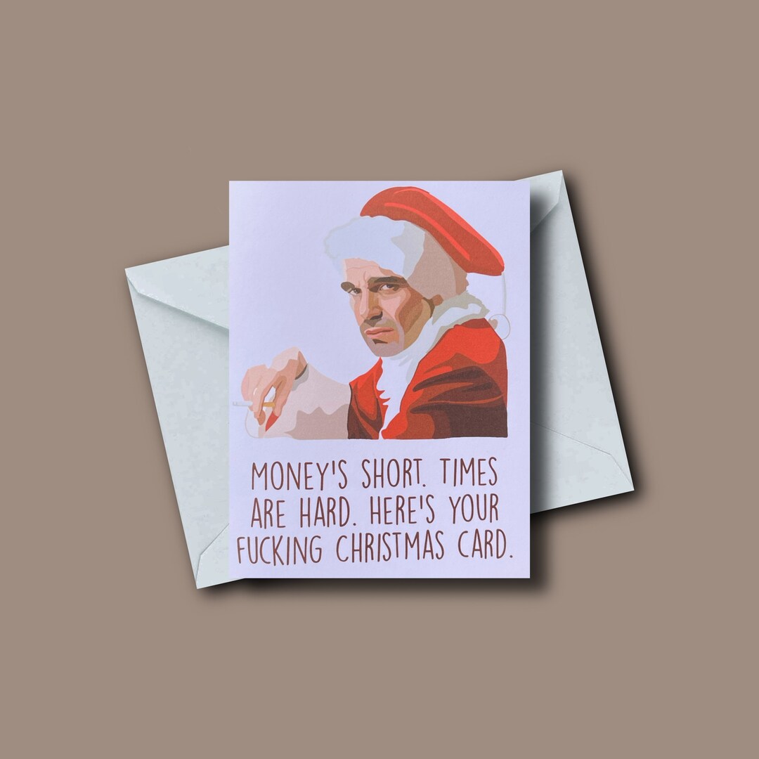 Bad Santa Christmas Card Happy Holiday Card Punny Greeting - Etsy