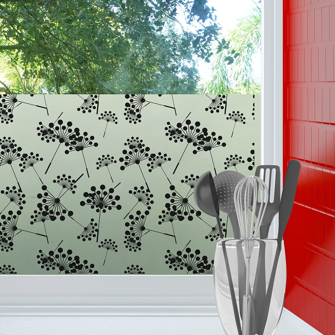 Dandelion in Black Privacy Window Film - Etsy
