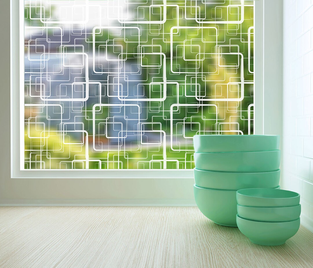 Retro Squares Sheer Window Film - Etsy