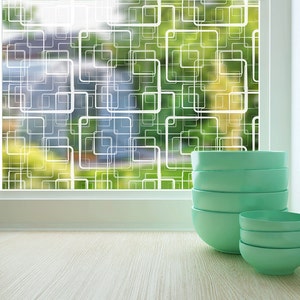 Retro Squares Sheer Window Film - Etsy