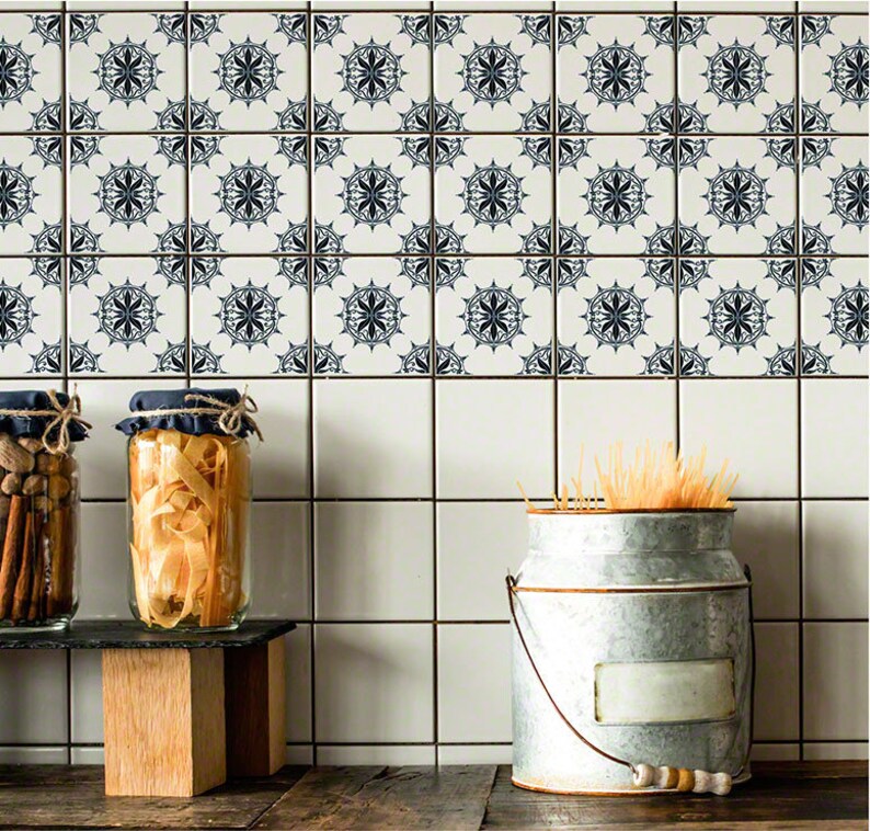 Regency Blue Retile Decal Clear Background Tile Decals - Etsy