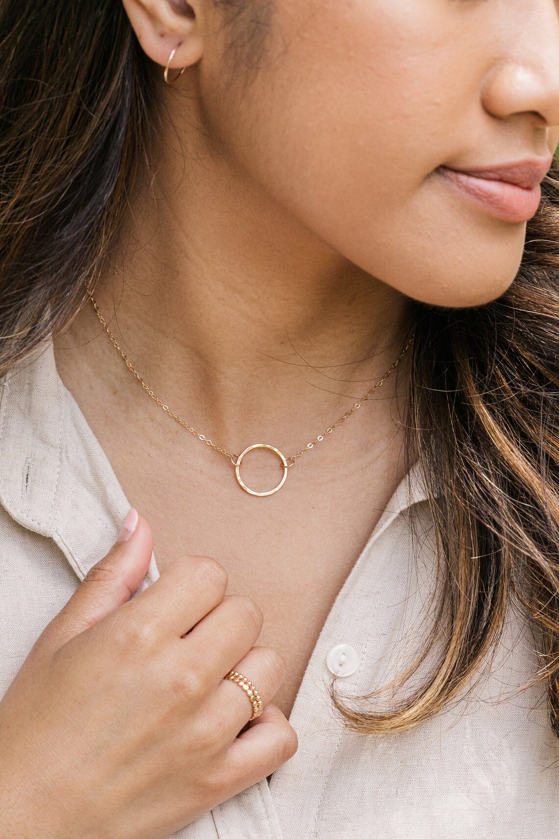 Infinity Circle Necklace Dainty Gold Necklace | Etsy
