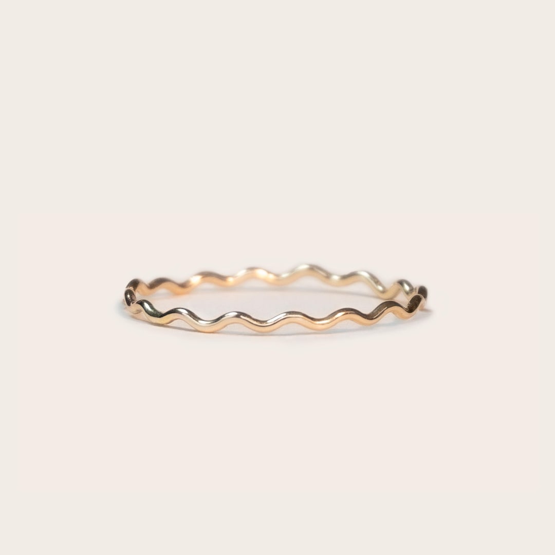 14k Gold Filled Wavy Ring | Dainty, Minimal Wave Stacking Ring - Etsy