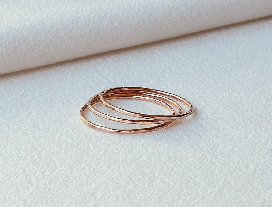Set of Three Rose Gold Stacking Rings | 14k Rose Gold Filled Stacking ...