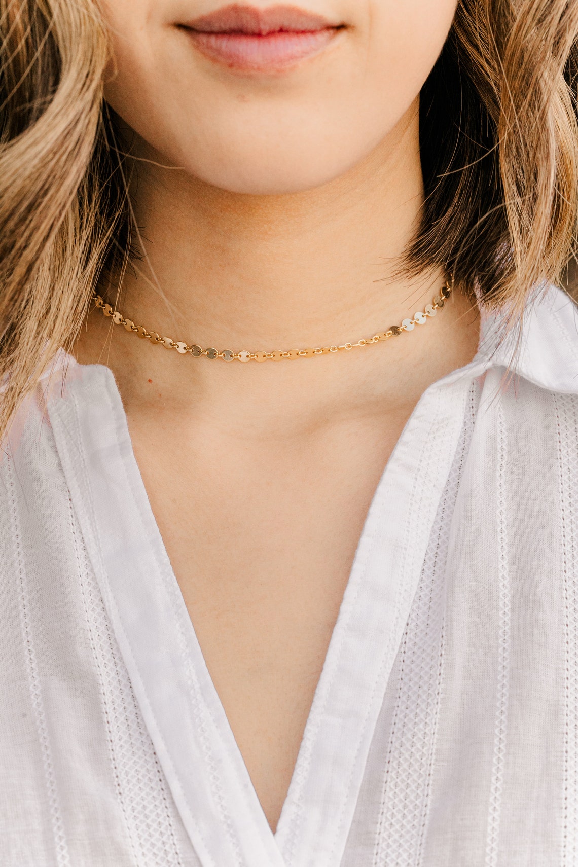 Gold Disc Choker Gold Sequin Choker 14k Gold Filled | Etsy