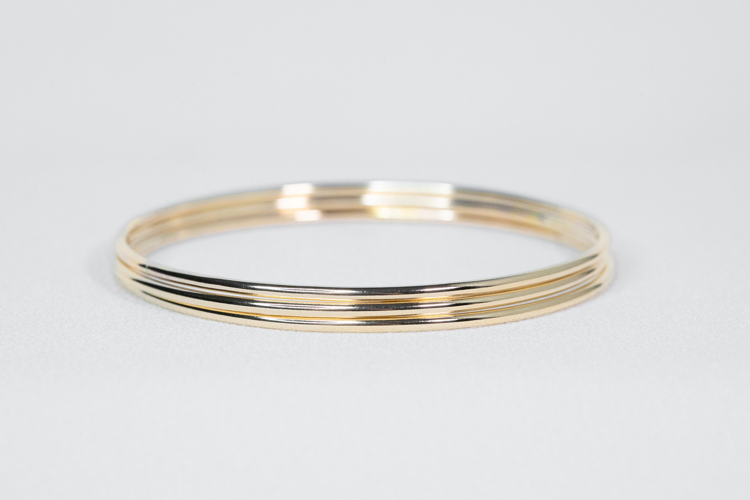 Set of Three Thick Gold Bangles 14k Gold Filled Bracelet | Etsy