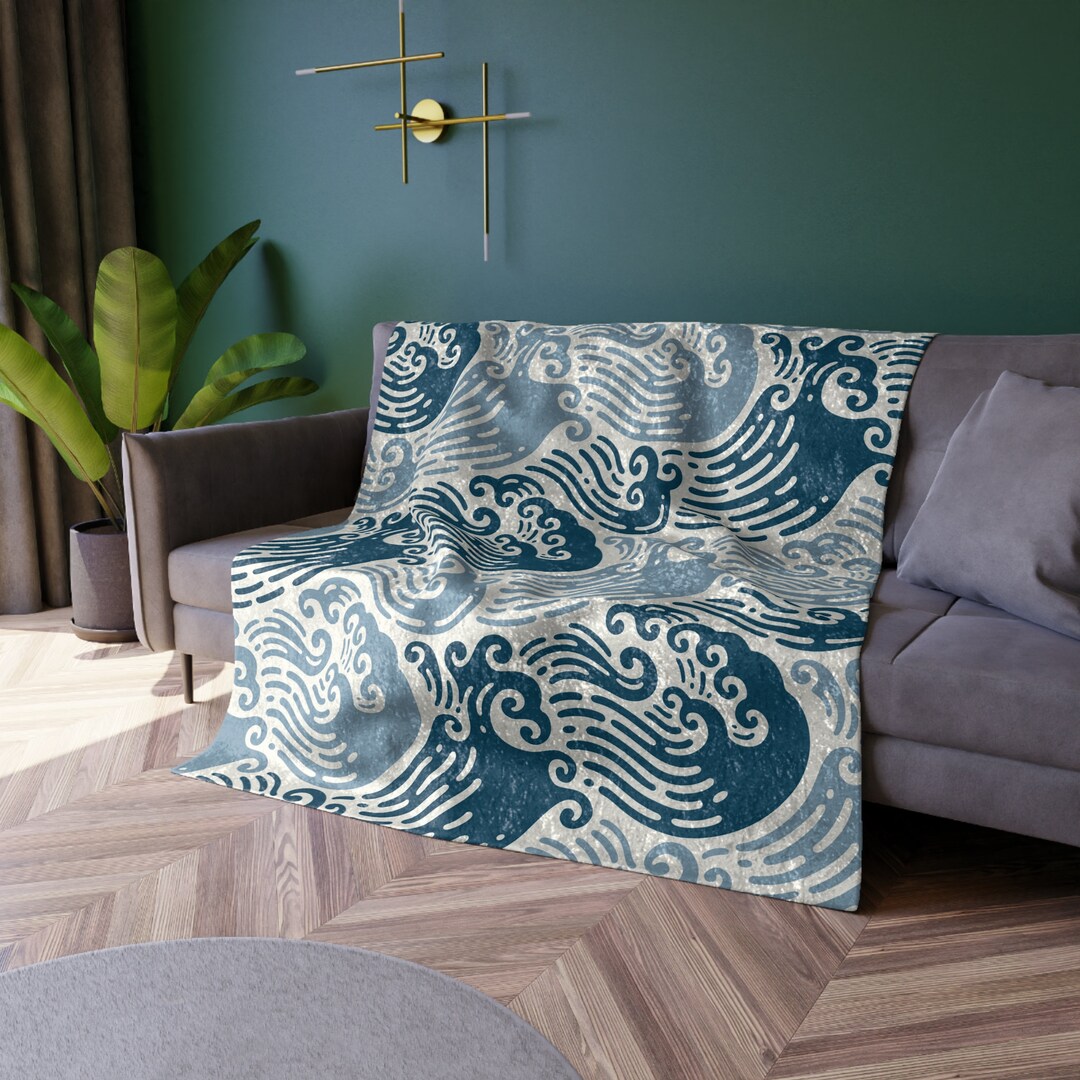 Coastal Ocean Waves Luxurious Cozy Throw Blanket Beach Waves - Etsy