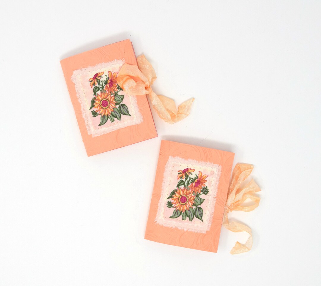 Mini Journal, Peach, With Embossed Cover - Etsy