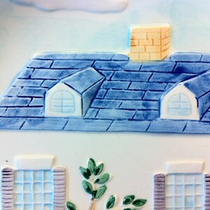 3 Country Estate Blue House Japan Hand Painted Garden Trees - Etsy