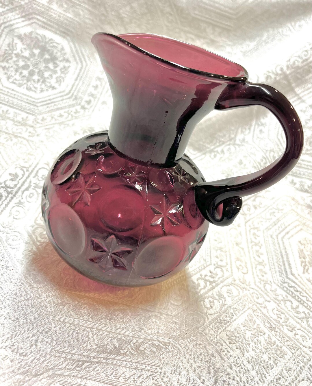 Victoria Purple Depression Style Clear Glass 6" Small Creamer Pitcher ...