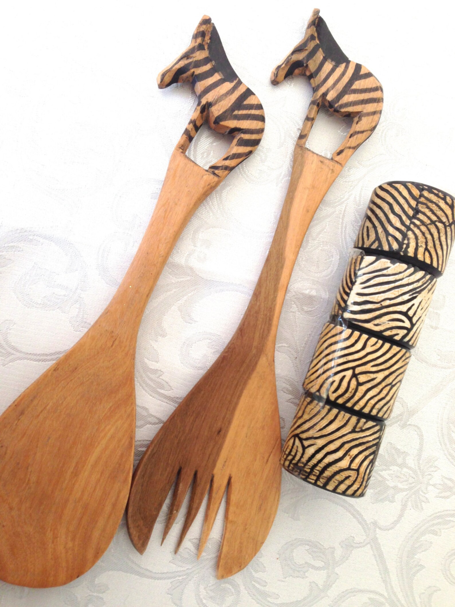 NEW Authentic African NEW Vtg ZEBRA Salad Serving Spoon & Fork - Etsy