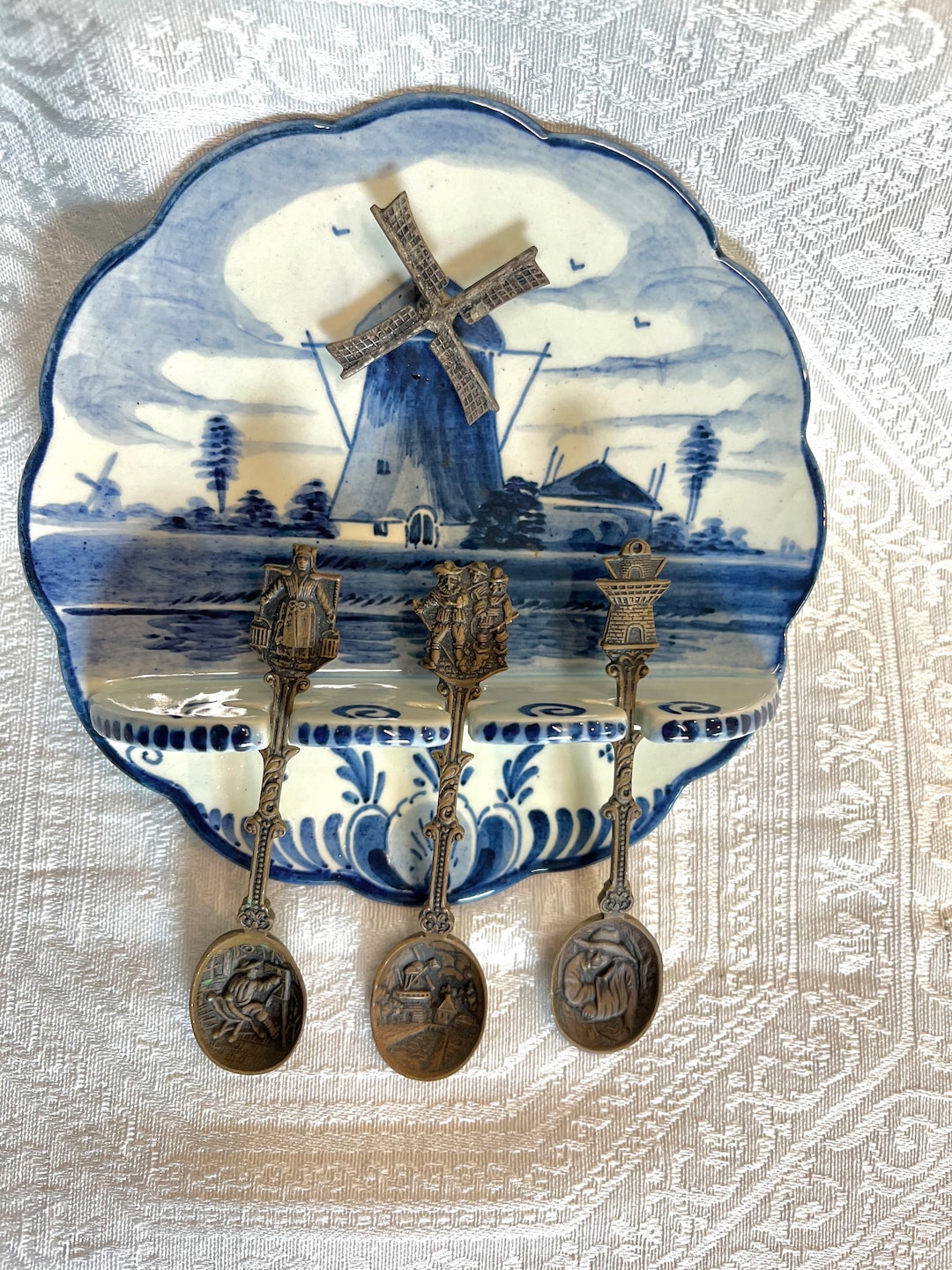 Exquisite Delft Rotating Windmill Holland Blue White 3 Small Highly ...