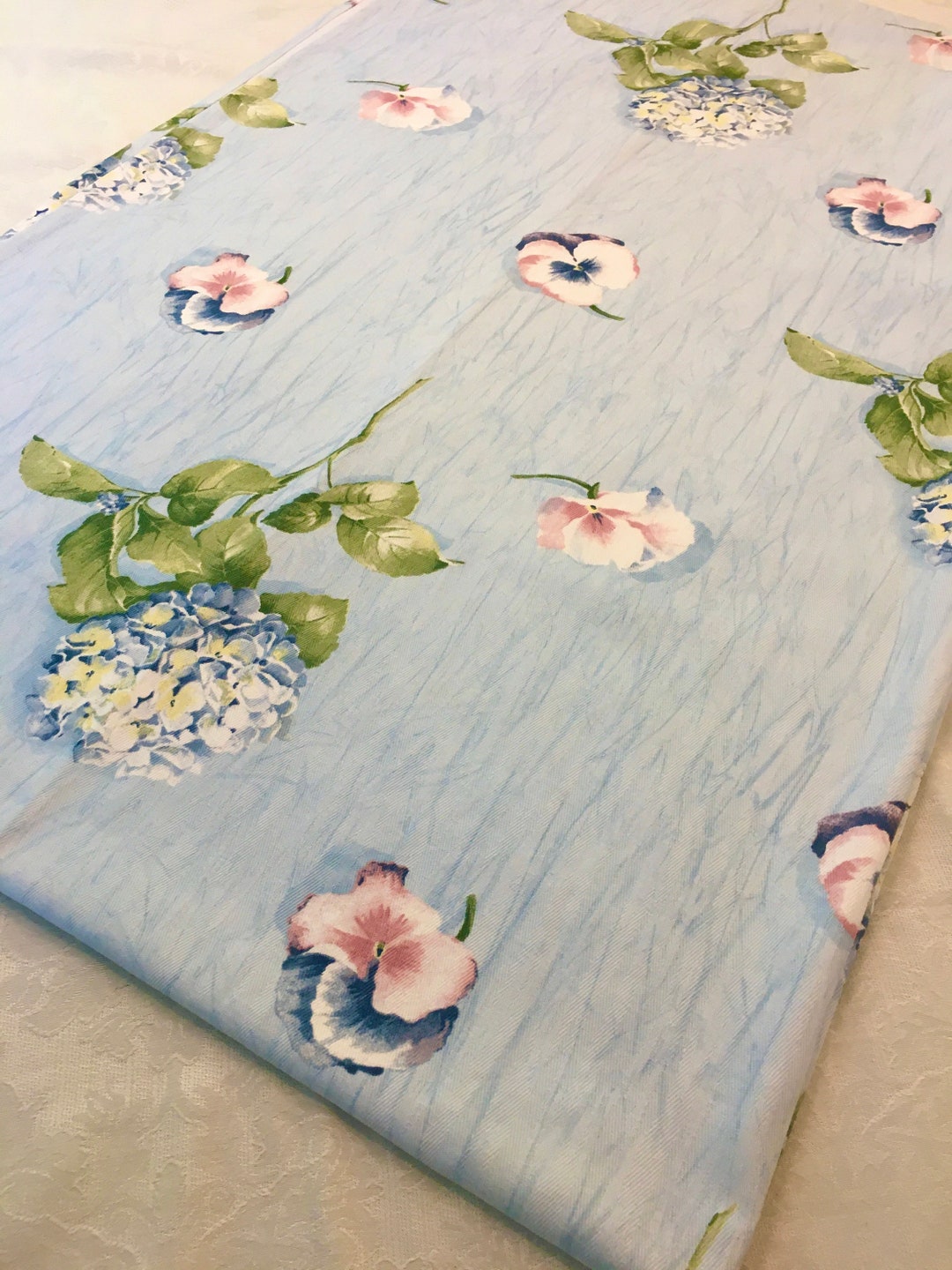 Designer 53" Square Waverly Heavy Weight Blue Pink Floral Hydrangea ...