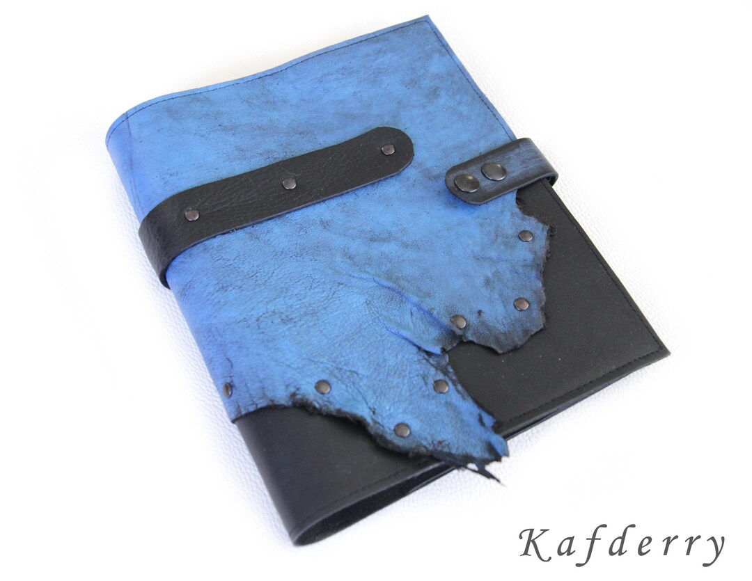 Rustic Blue Black Genuine Leather Hand Painted A5 Binder /genuine ...