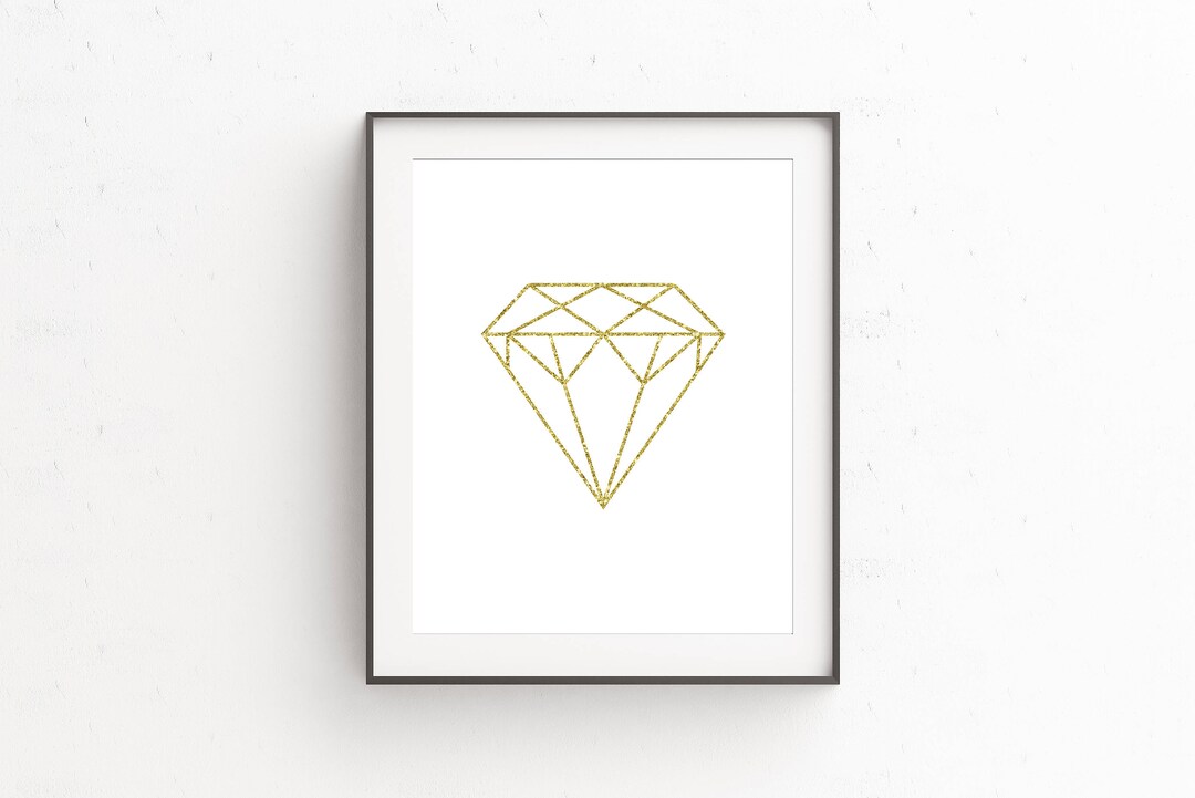 Gold Glitter Diamond Shape Modern Minimal Scandinavian Digital Wall ...