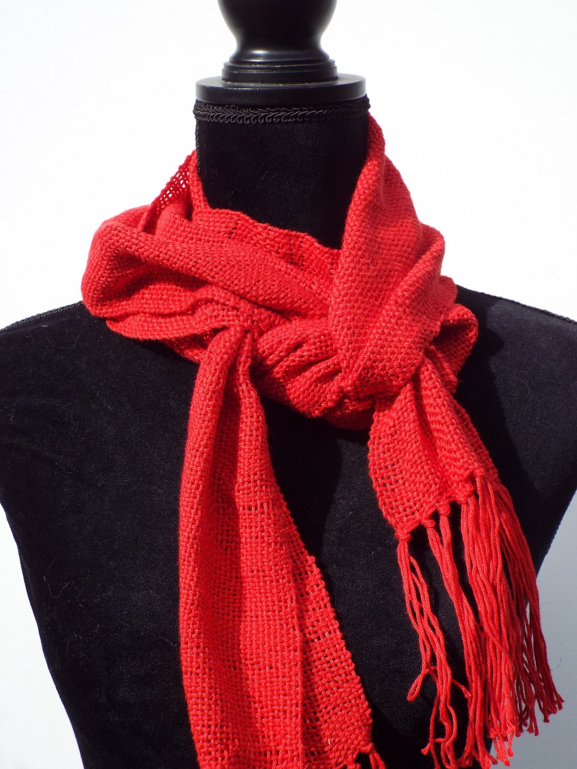 Handwoven Red Scarf Hand Woven Scarf in Cherry Red - Etsy