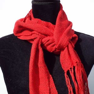 Handwoven Red Scarf, Hand Woven Scarf in Cherry Red, Hand-weaving ...