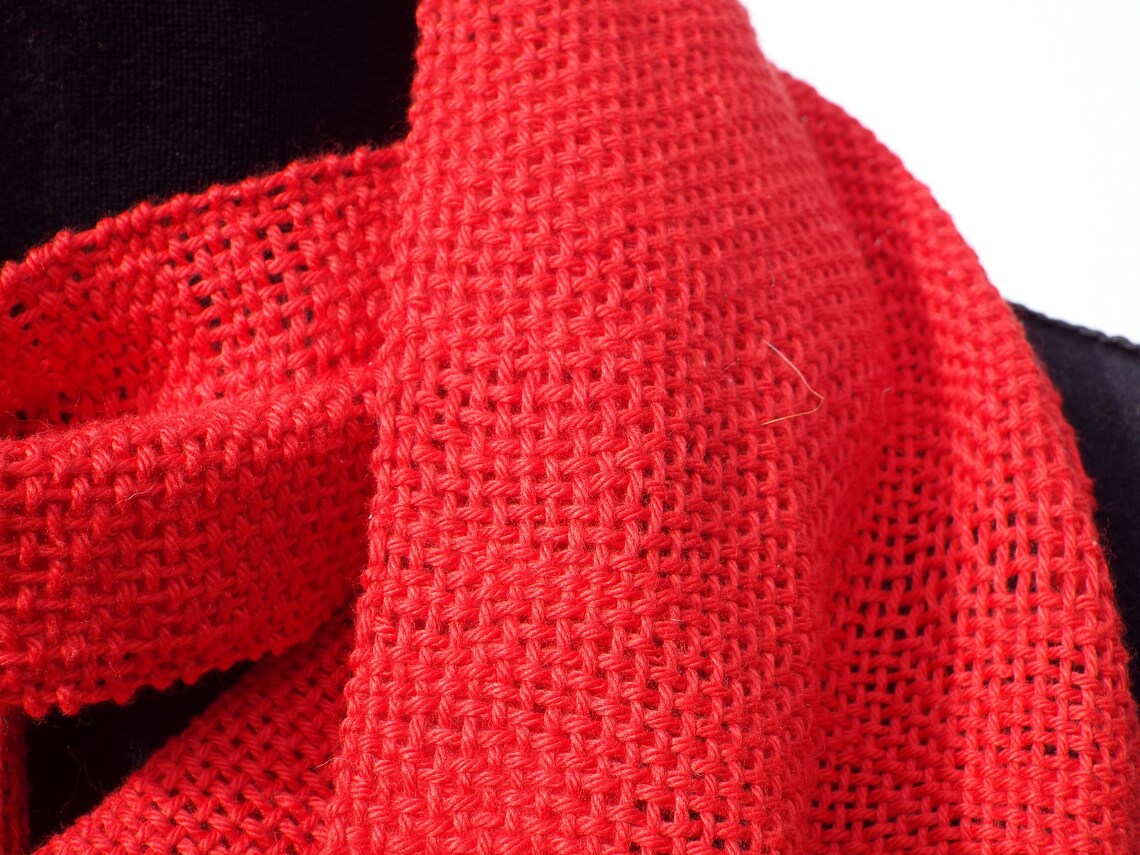 Handwoven Red Scarf Hand Woven Scarf in Cherry Red - Etsy
