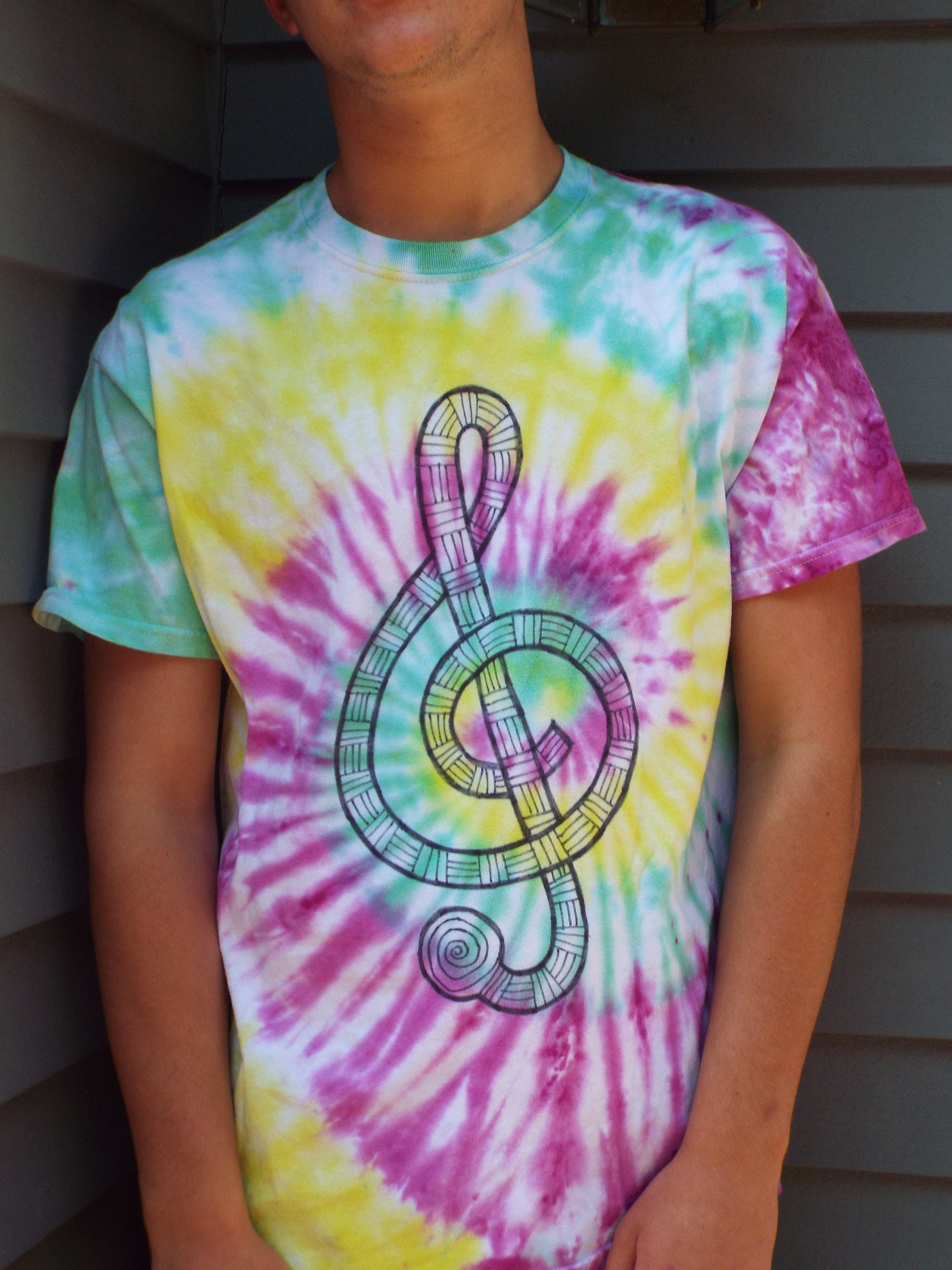 Treble Clef Shirt Adult Large Tie Dye Music Shirt Music - Etsy
