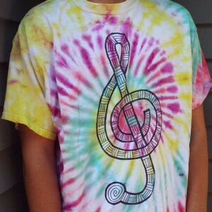 Treble Clef Shirt, XL Tie Dye Music Shirt, Treble Clef Tshirt, Musician ...
