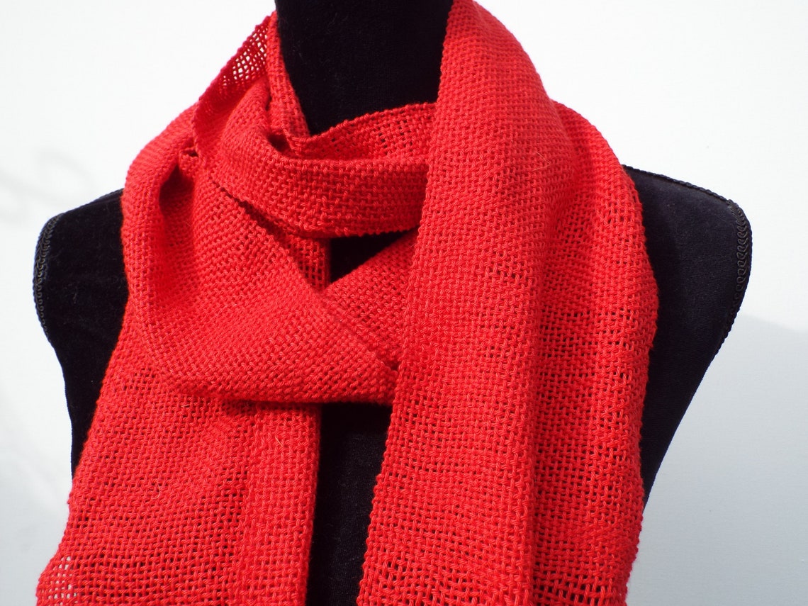 Handwoven Red Scarf Hand Woven Scarf in Cherry Red - Etsy