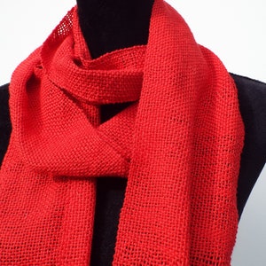 Handwoven Red Scarf, Hand Woven Scarf in Cherry Red, Hand-weaving ...
