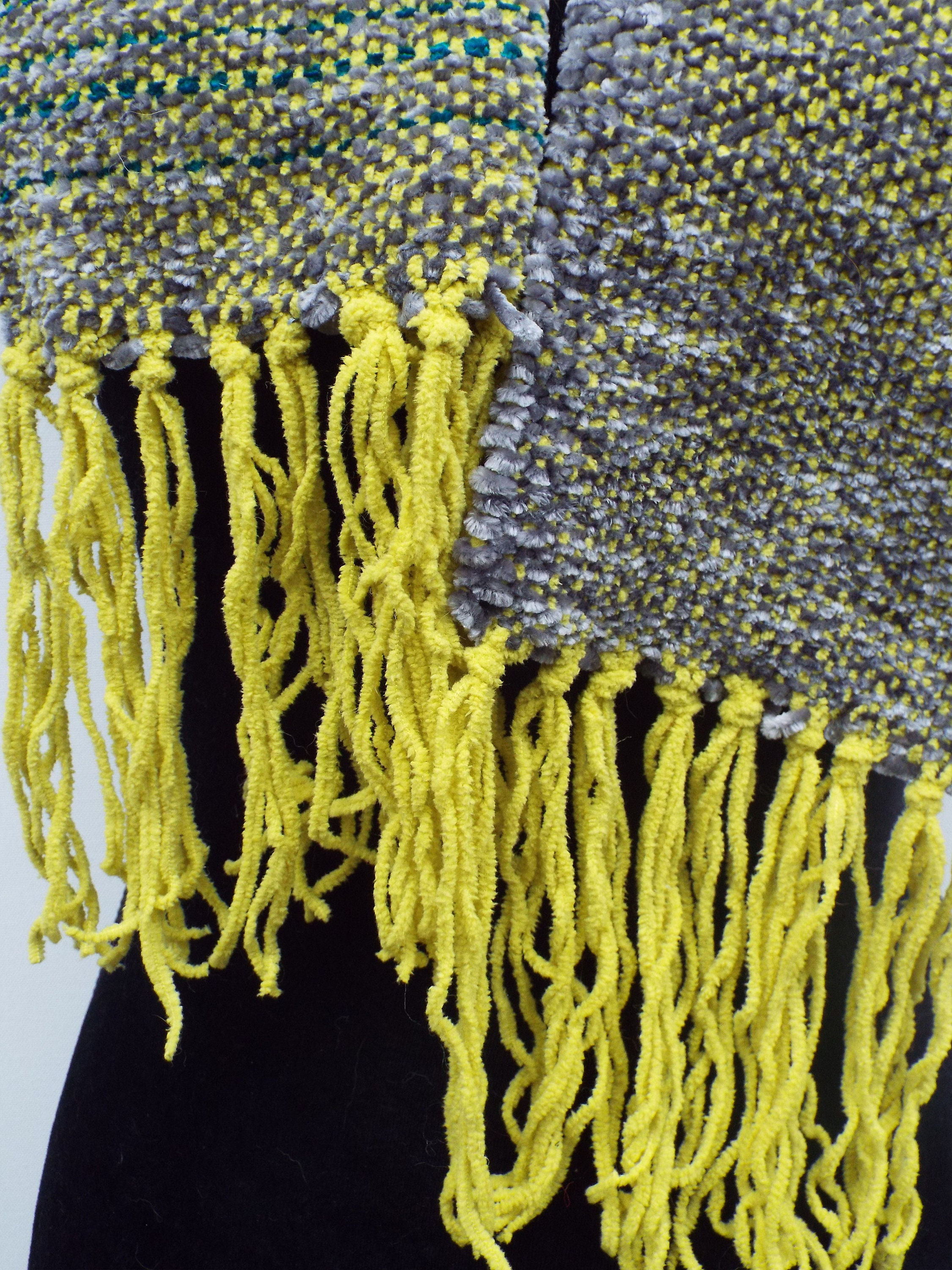 Yellow and Green Scarf, Handwoven Scarf With Super Soft Chenille Yarn ...