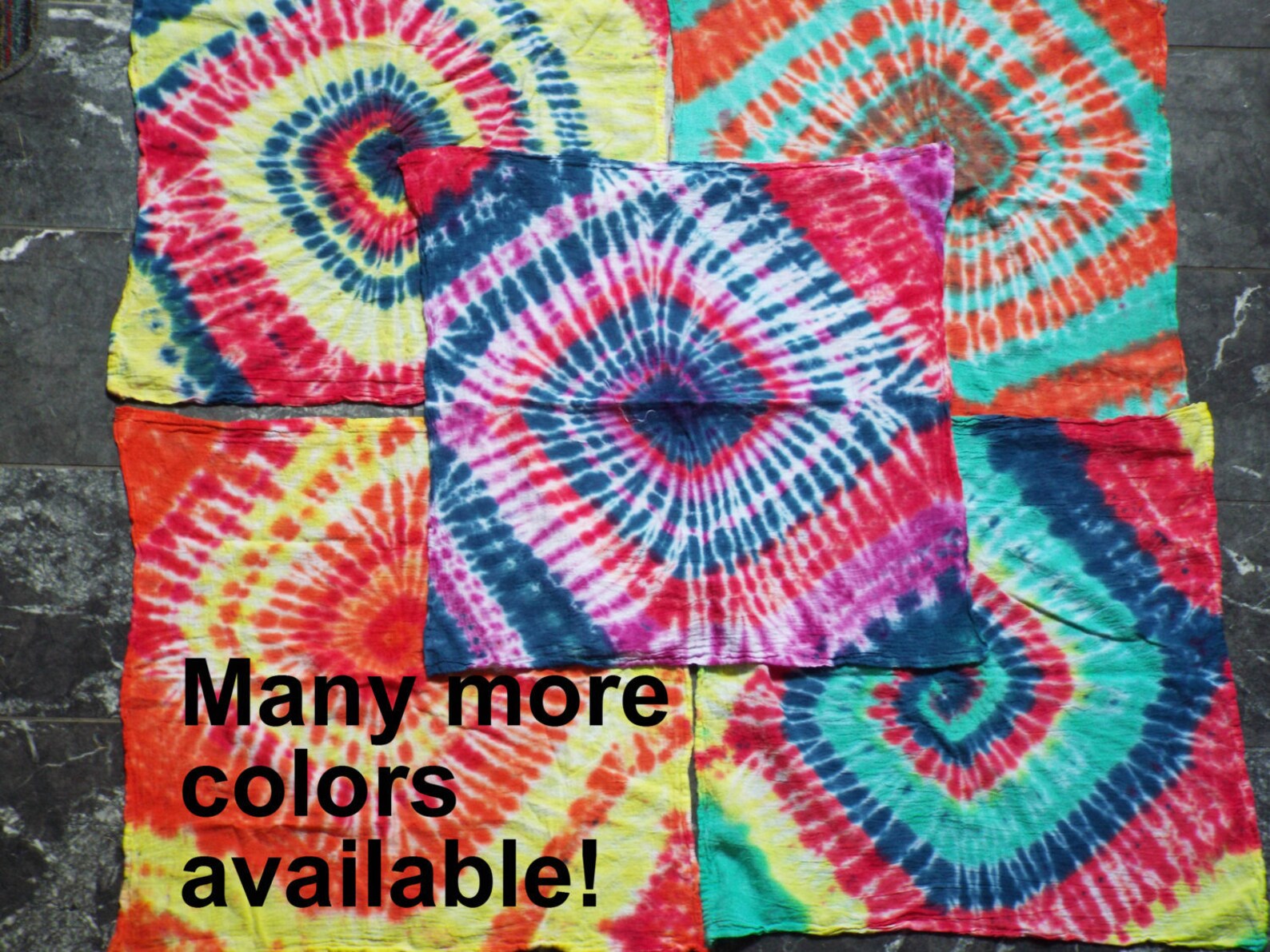 Large Tie Dye Bandana, XL Tiedye Bandana in Blue Green and Yellow, Big ...