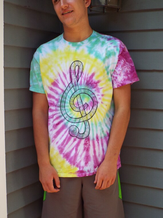 Treble Clef Shirt Adult Large Tie Dye Music Shirt Music - Etsy