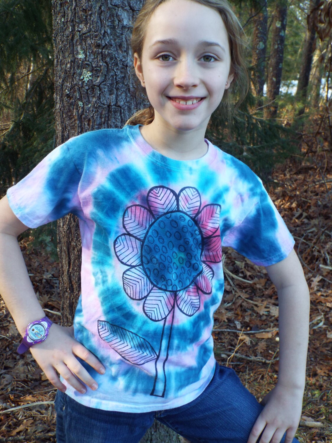 Girls Flower Shirt Tie Dye Flower Tshirt Kids Small Tie Dye - Etsy