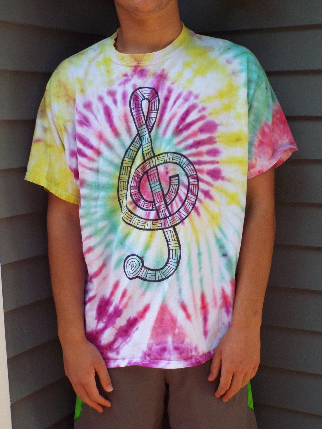 Treble Clef Shirt, XL Tie Dye Music Shirt, Treble Clef Tshirt, Musician ...
