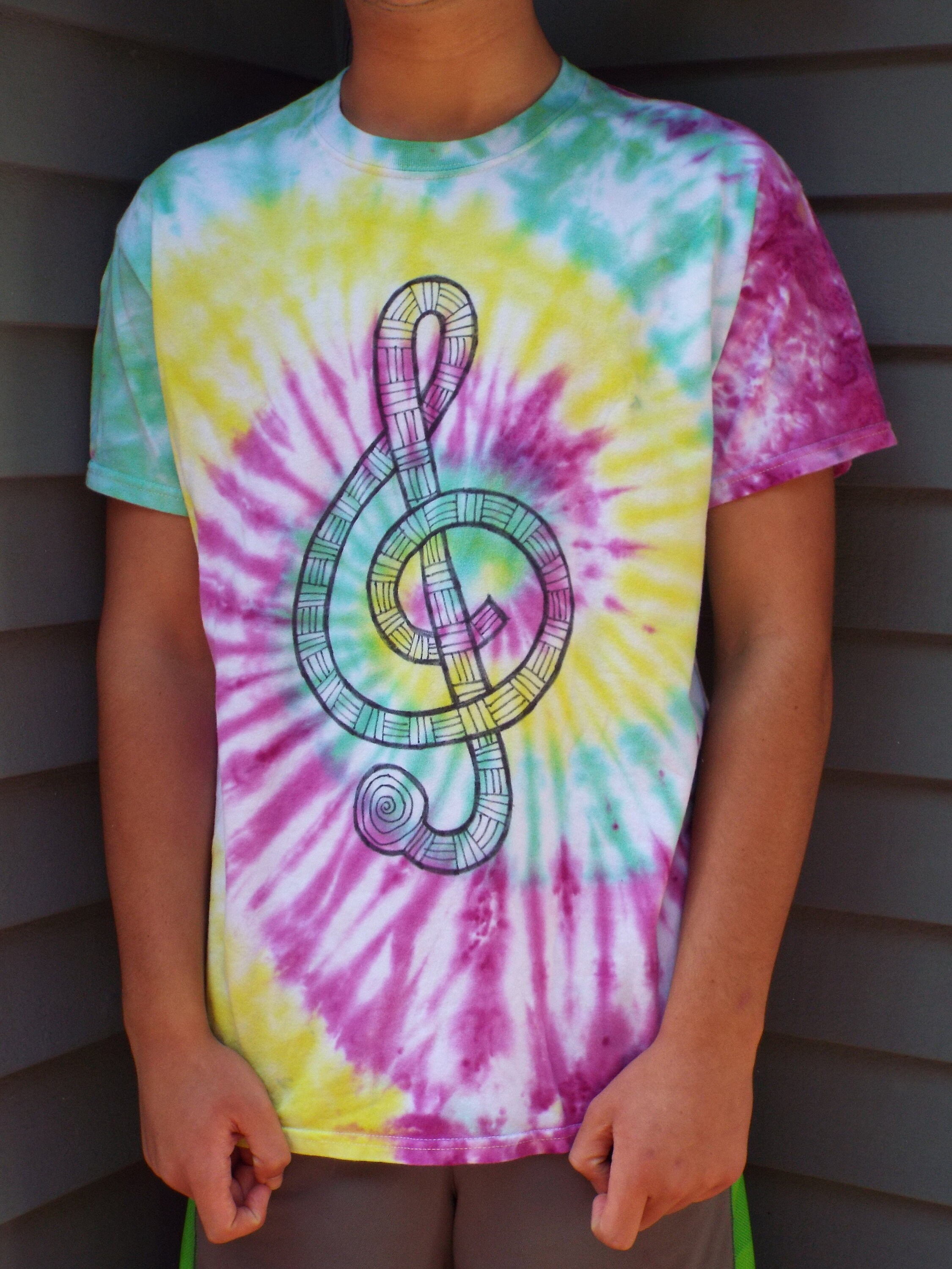 Treble Clef Shirt Adult Large Tie Dye Music Shirt Music - Etsy