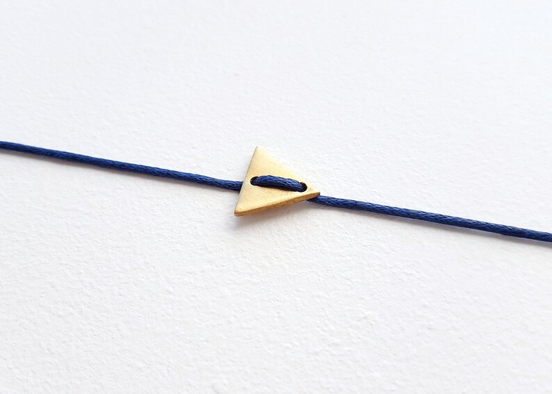 Gold Triangle Cord Bracelet Arrow Bracelet Raw Brass Cotton - Etsy