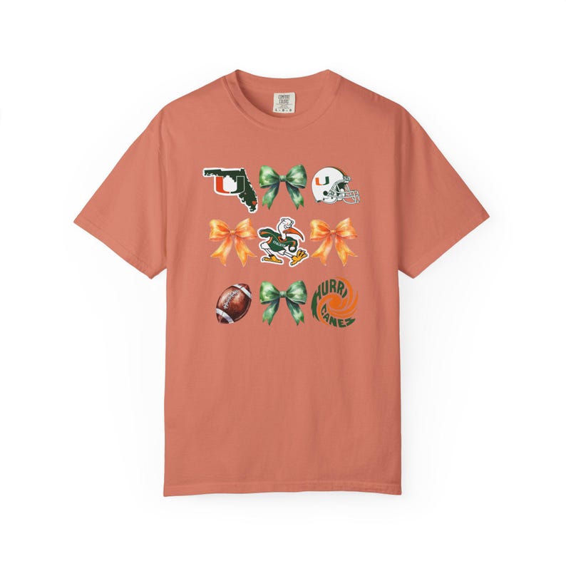 Miami Hurricanes T-shirt: Football Spirit, Colorful Bows, Comfort ...