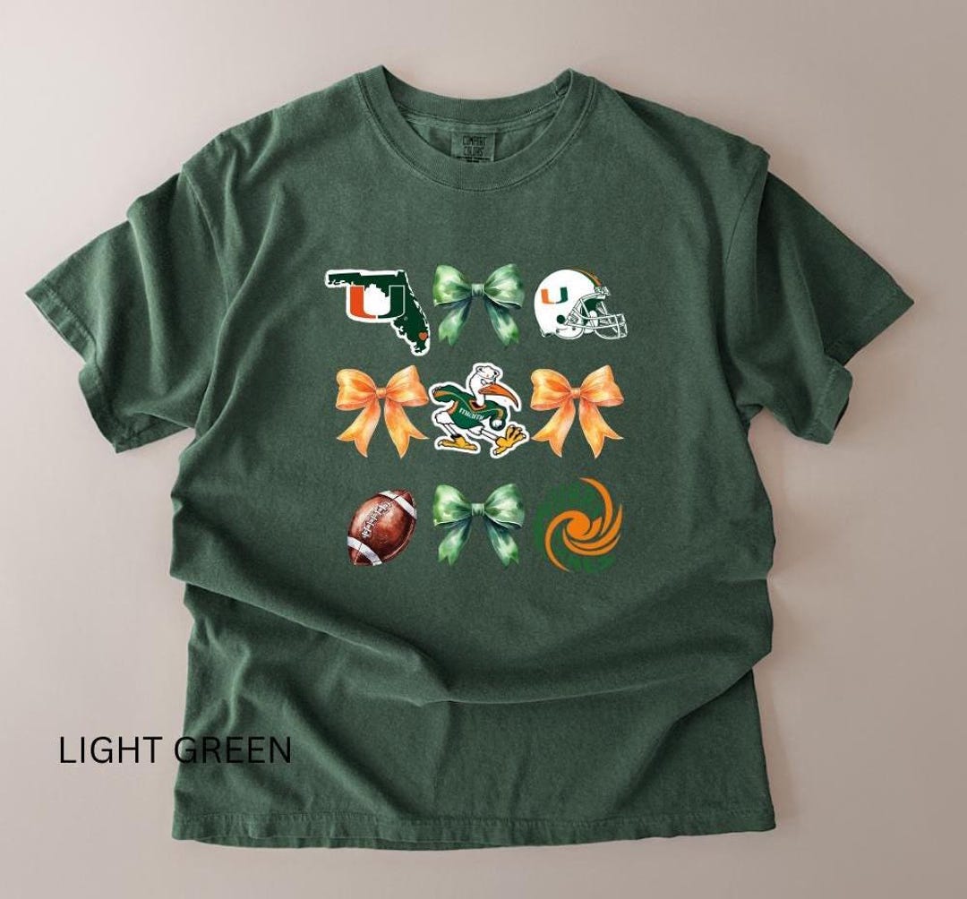Miami Hurricanes T-shirt: Football Spirit, Colorful Bows, Comfort ...