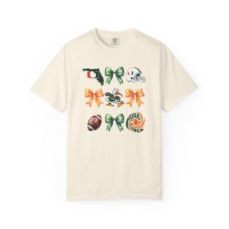 Miami Hurricanes T-shirt: Football Spirit, Colorful Bows, Comfort ...
