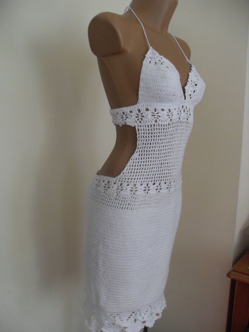 Sexi White Crochet Dress Bridal Dress 8 10 Usa Etsy