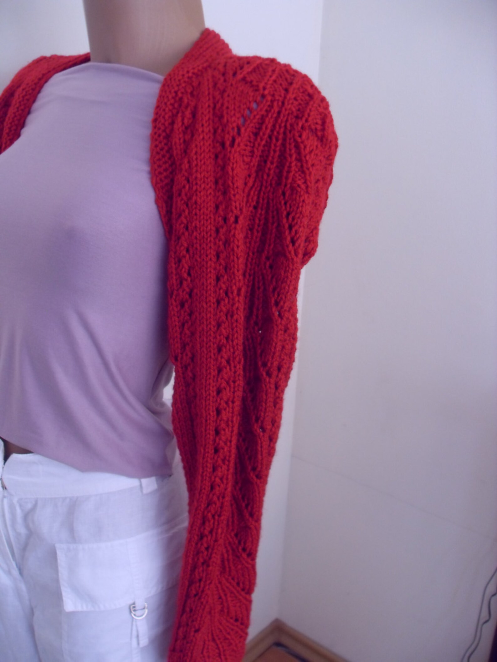 Dark Red Knitted Shrug Bolero,woolen Yarn Soft- Size 40-42 EU - Etsy