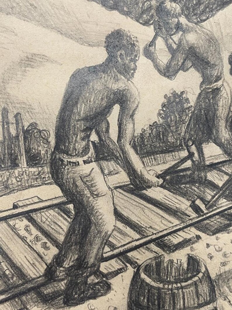 Thomas Hart Benton Drawing - RAILROAD Workers - Etsy