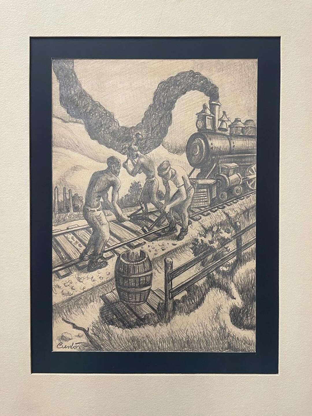 Thomas Hart Benton Drawing - RAILROAD Workers - Etsy