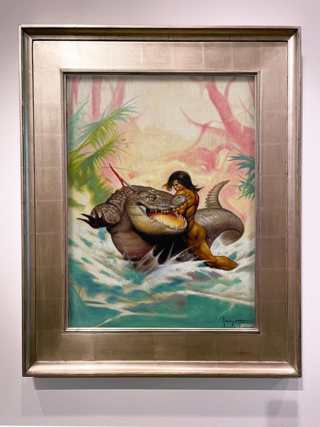 Frank FRAZETTA Painting - Tarzan Alligator - Fantasy Painting - Etsy