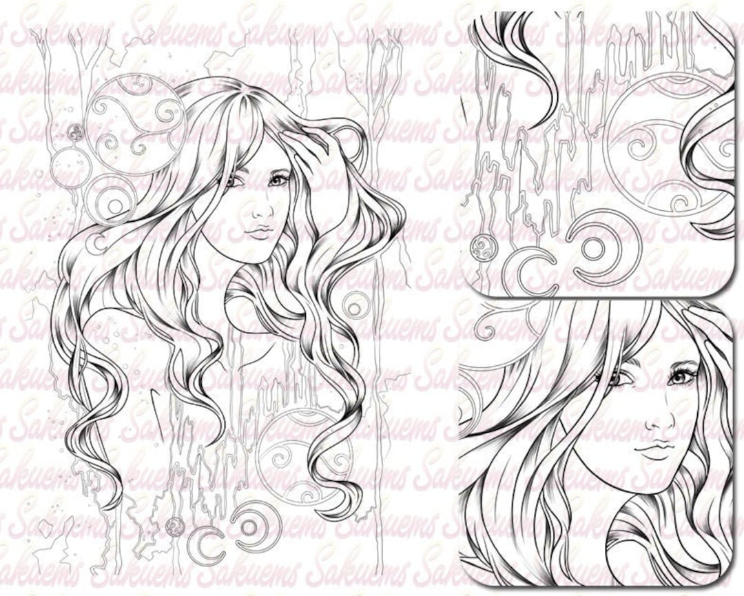 Digital Stamp Line Art Coloring Page Beautiful Fantasy Oracle Space Art ...