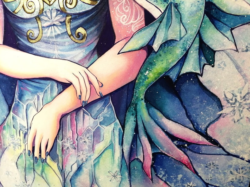 Ice Queen Original painting 48 x 34 cm large watercolor | Etsy