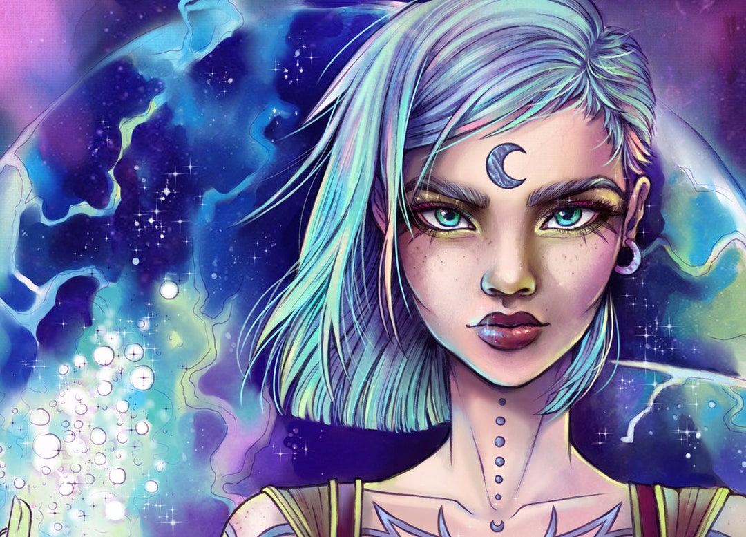 Art PRINT Space Guardian Warrior Magical Super Hero Space Galaxy Art by ...