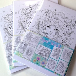 Adult Coloring Postcards SET A5/6x8 Thick Cardstock Pages With Fantasy ...